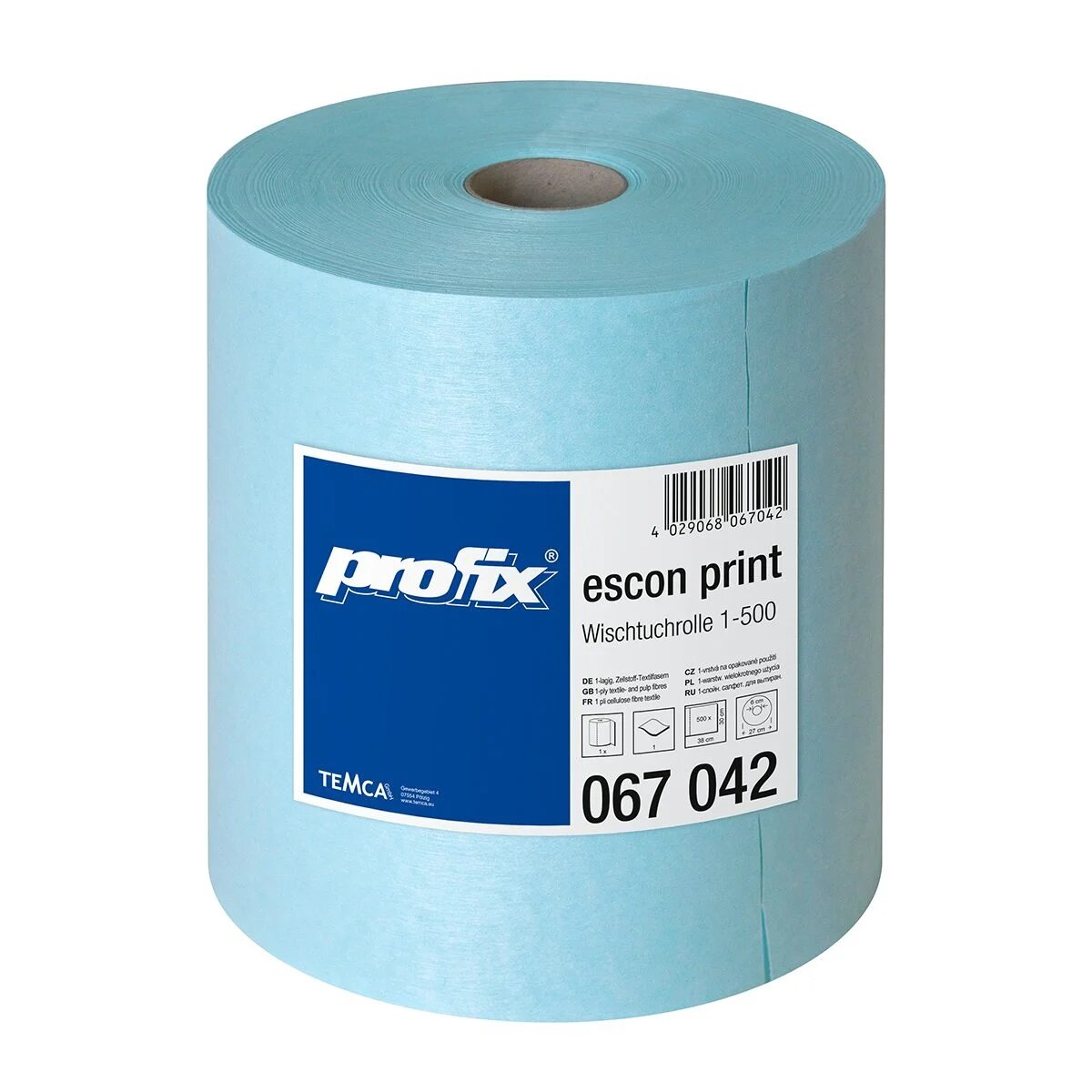 Нетканый протирочный материал Profix Escon Print 067 042 бирюзовый, 500 листов в рулоне, лист 30х38см