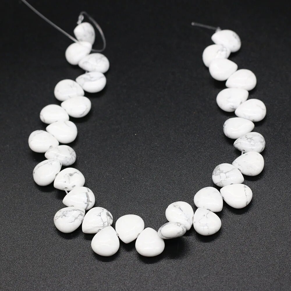 Бусины капля из белого кварца White Turquoise, 33 шт