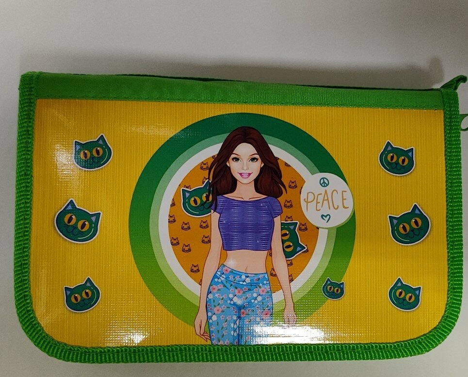 Пенал двухсекционный большой с откидной планкой ПО-05, веселая девчонка