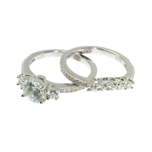 Кольцо дорожка, помолвочное, серебро, 925 проба, родирование, циркон