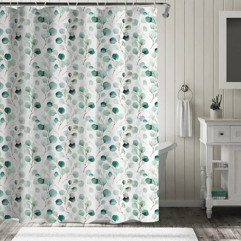 Штора для ванной Свежесть 180x180 см полиэстер цвет белый зеленый лазурный