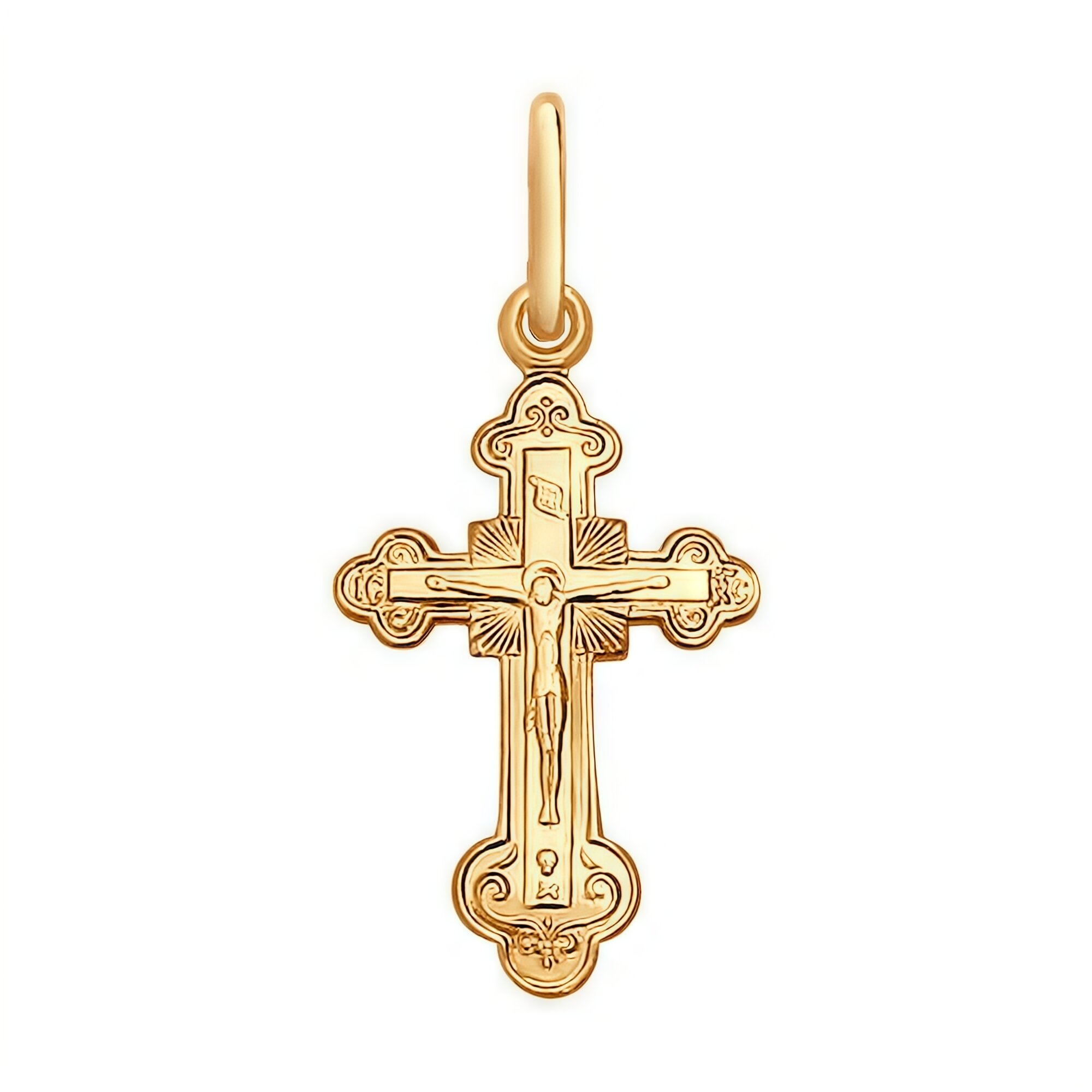 Крестик, красное золото, 585 проба