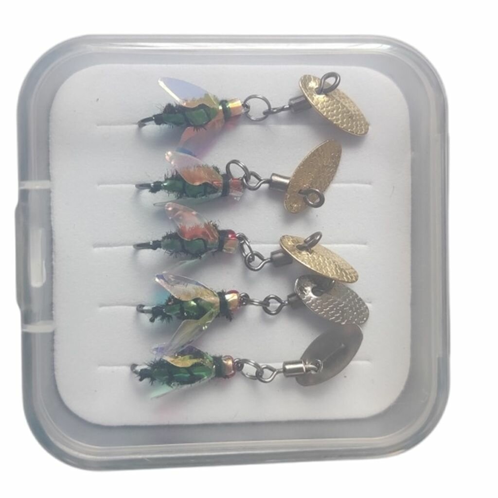 Инструменты для рыбалки, Воблер-имитация насекомых с вращающимся блеском - муха с крыльями, 1 упаковка 5 шт