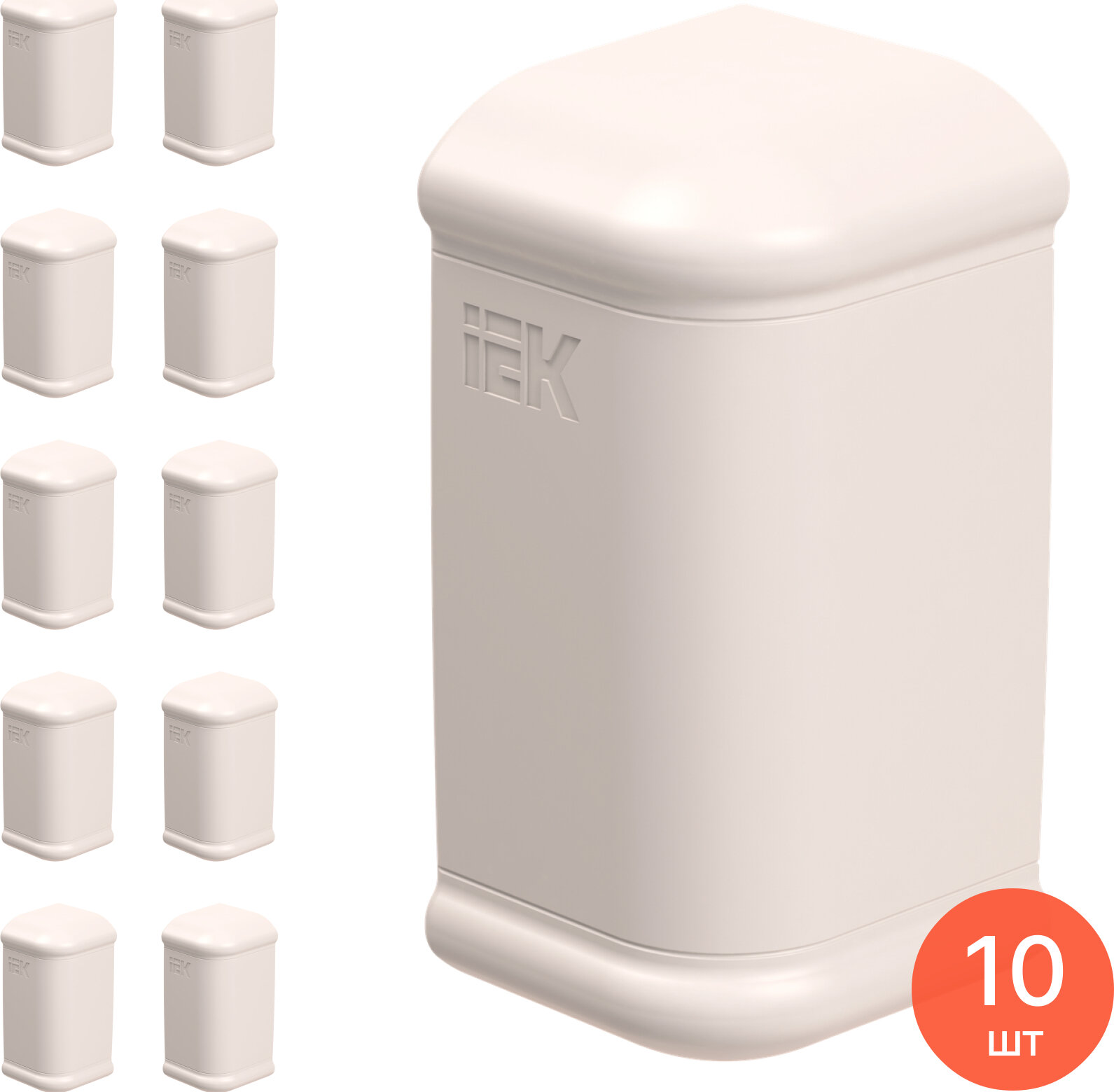 Заглушка IEK / ИЭК Primer, пластиковая белая, размером 80х40мм / аксессуары для кабель каналов (комплект из 10 шт)