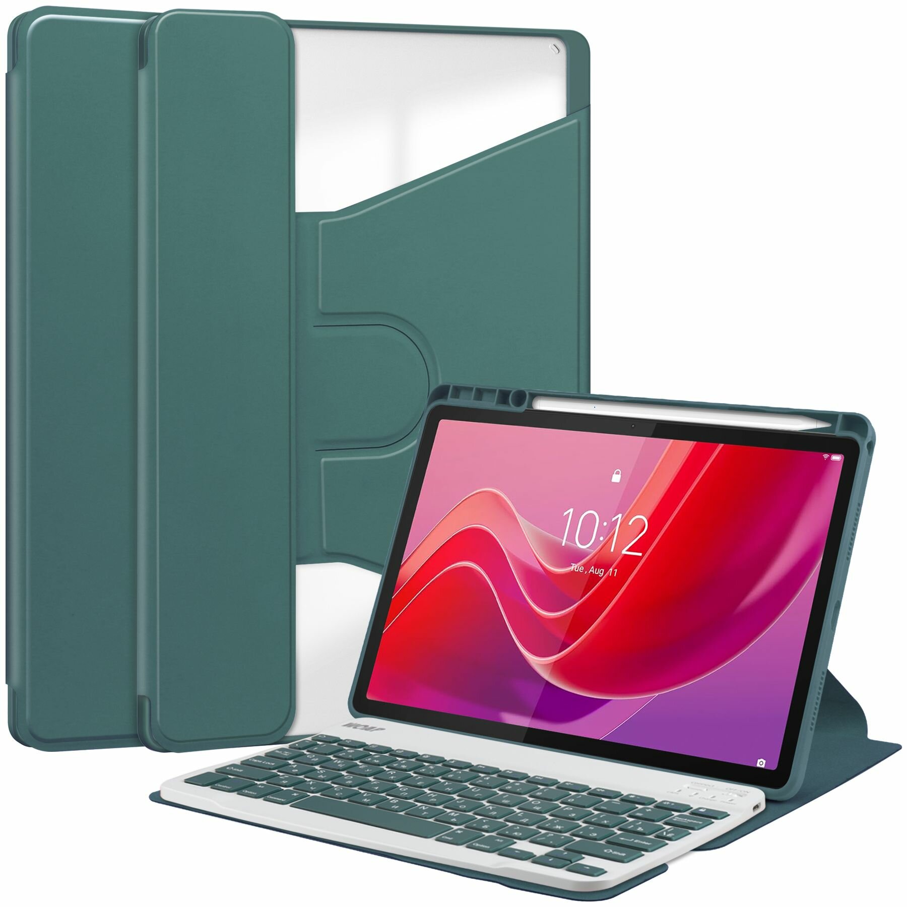 Чехол для Lenovo Tab M11 / Xiaoxin Pad TB330FU / TB331FC (2023-2024) 11" с клавиатурой темно-зеленый