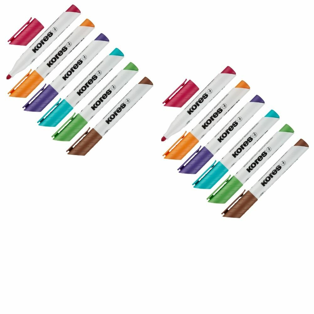 Kores Набор маркеров для белых досок, 6 цветов, 3 мм - 2 шт