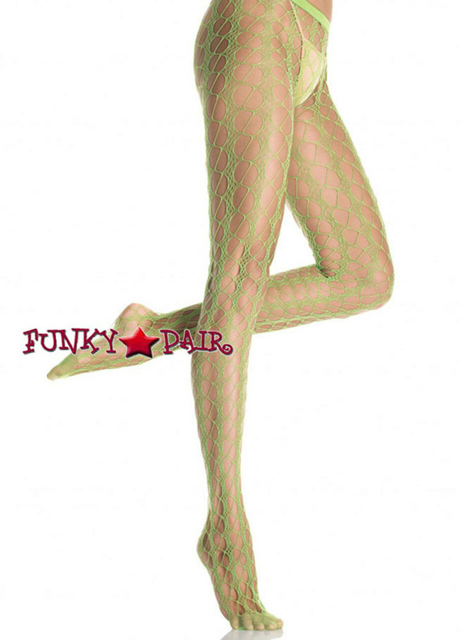 Бесшовные колготки Leg Avenue в сеточку, ярко-салатовый, OS