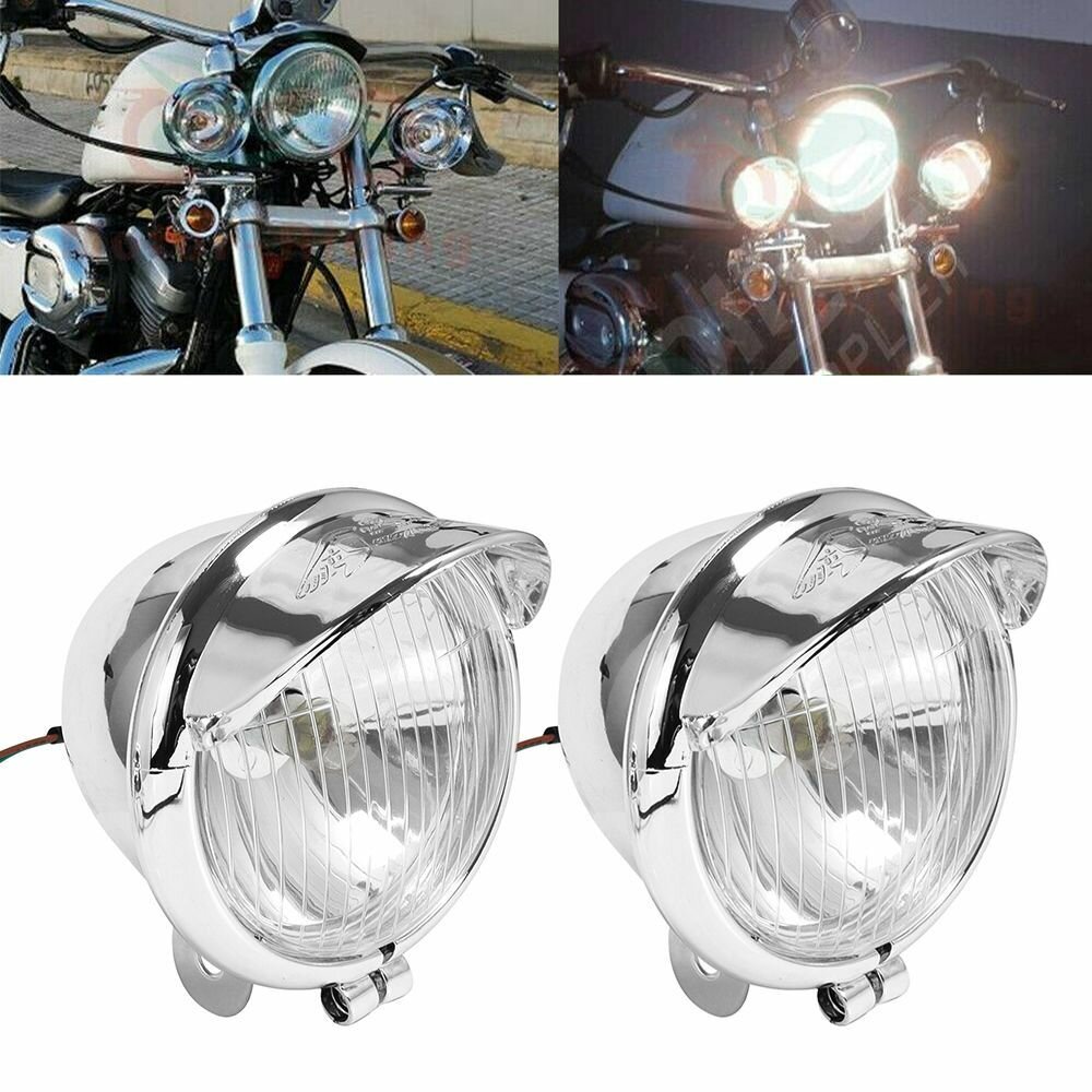 Противотуманные фары для мотоцикла Harley, Honda, Yamaha, Kawasaki, Suzuki — послепродажная хром фара DC 12V.