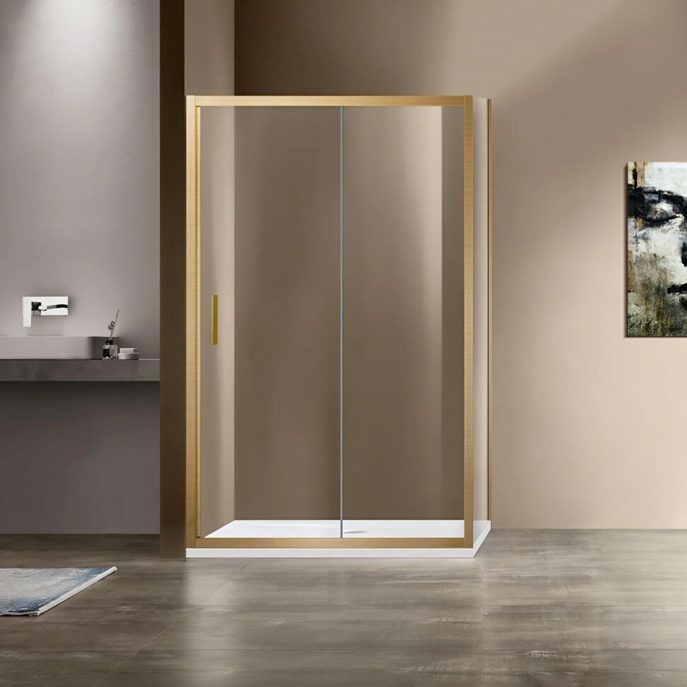 Душевой Уголок Garda Vsr-1g1012clg, 1200*1000, Брашированное Золото, Стекло Прозрачное