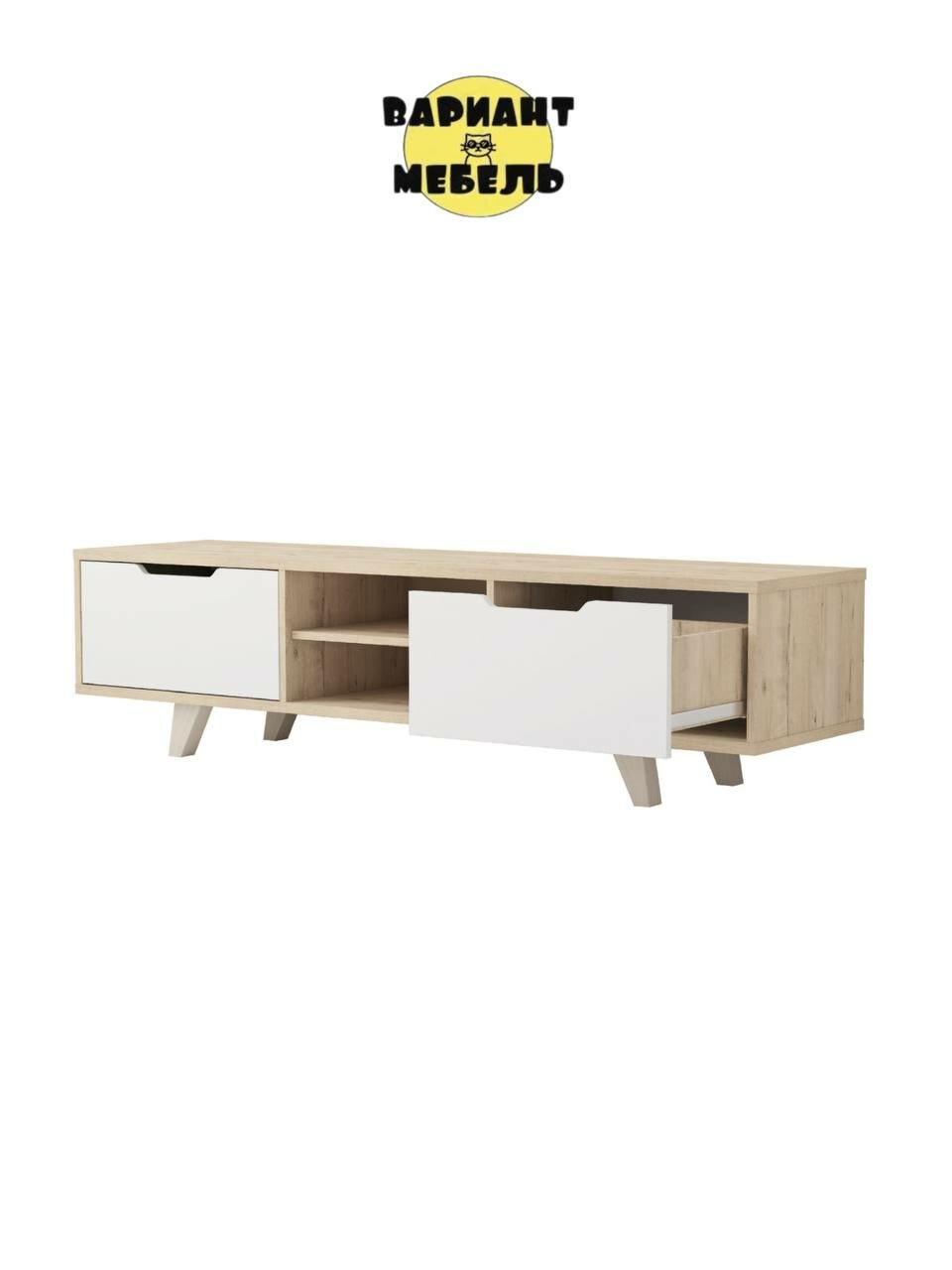 Тумба под ТВ лаки Дуб ирландский/ Белый
