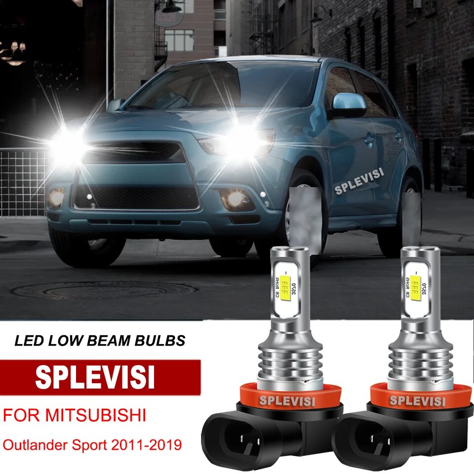 2 шт. светодиодные лампы фары ближнего света 6000K белый алюминий для MITSUBISHI Outlander Sport 2011-2019 ASX 2013-2015 RVR 2011-2019