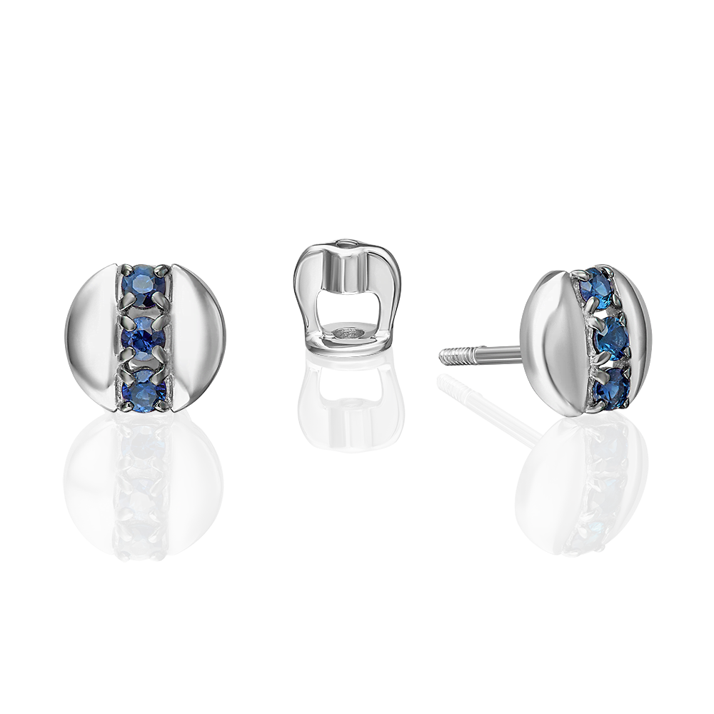 Серьги, белое золото, 585 проба, сапфир