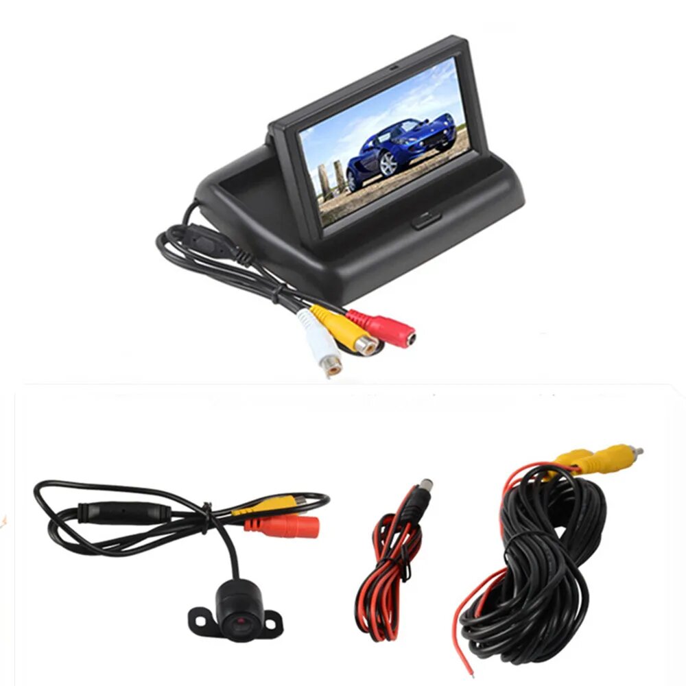 Автомобильный монитор 4.3" с камерой, 2 входа, цвет: with camera wired06