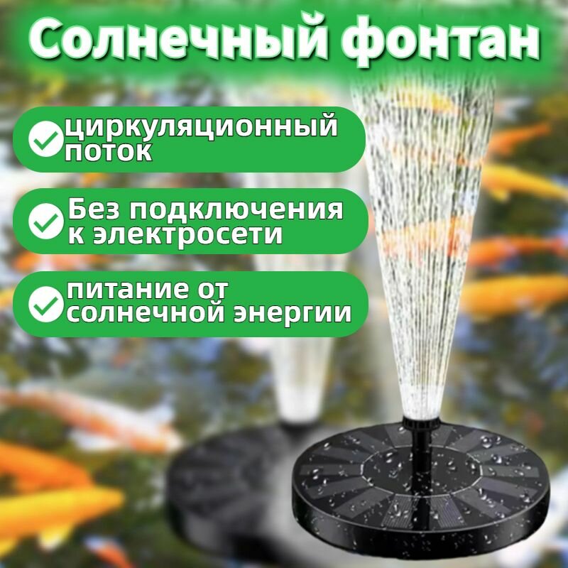 Фонтан ManY "LETO", на солнечной батарее, ABS пластик, черный, 16см