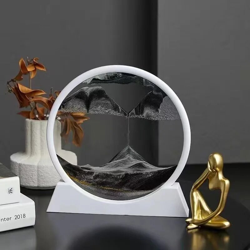 Песочная картина-антистресс 3D с движущимся золотым песком, настольная