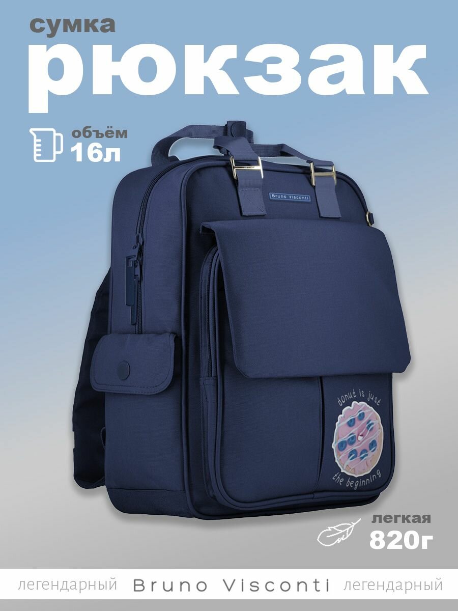 Сумка-рюкзак Bruno Visconti синий "DONUT"