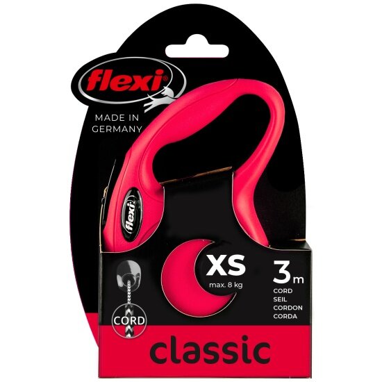 Поводок-рулетка Flexi New CLASSIC XS, 3 м, 8 кг, красный