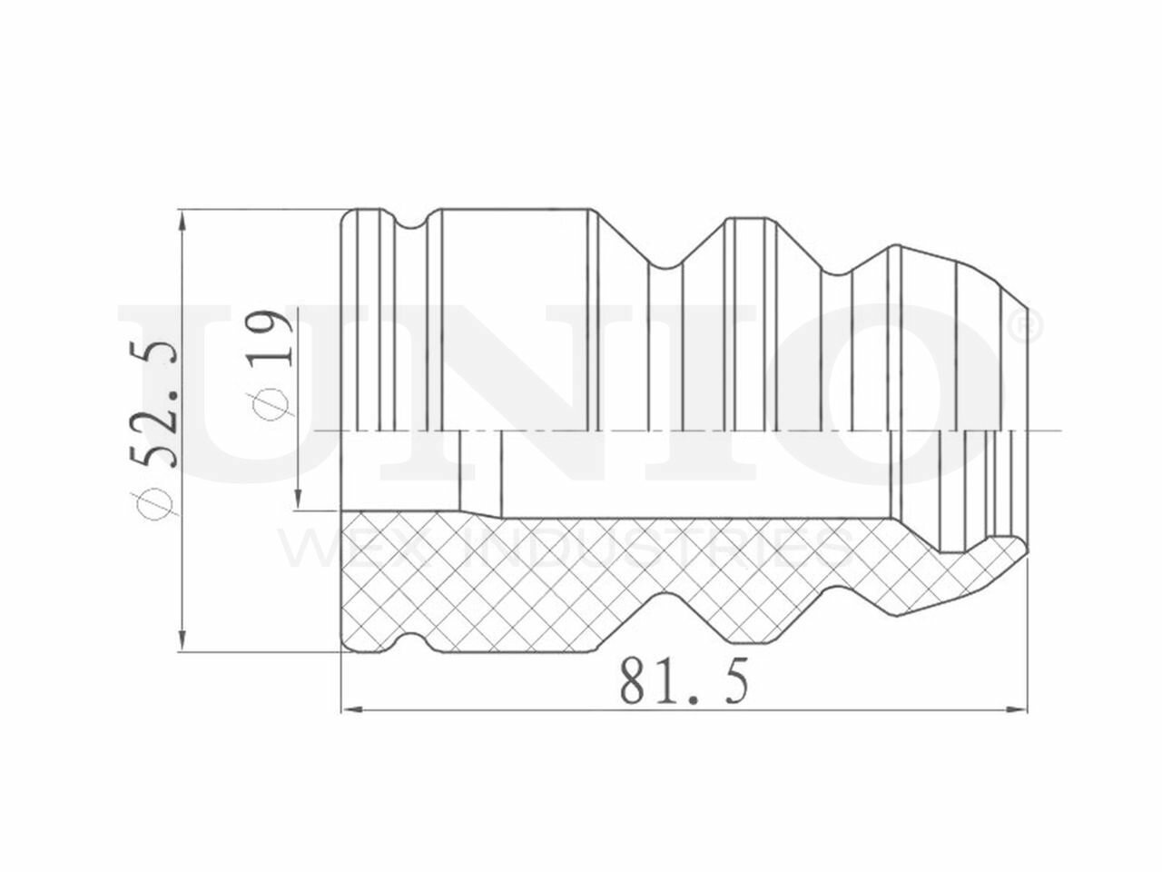 Отбойник переднего амортизатора, для КИА Рио II 05-, Церато I, 04-, Хендай Солярис 10-, KIA Rio Cerato Hyundai Solaris 10- артикул DUC-40013 производителя UNIO