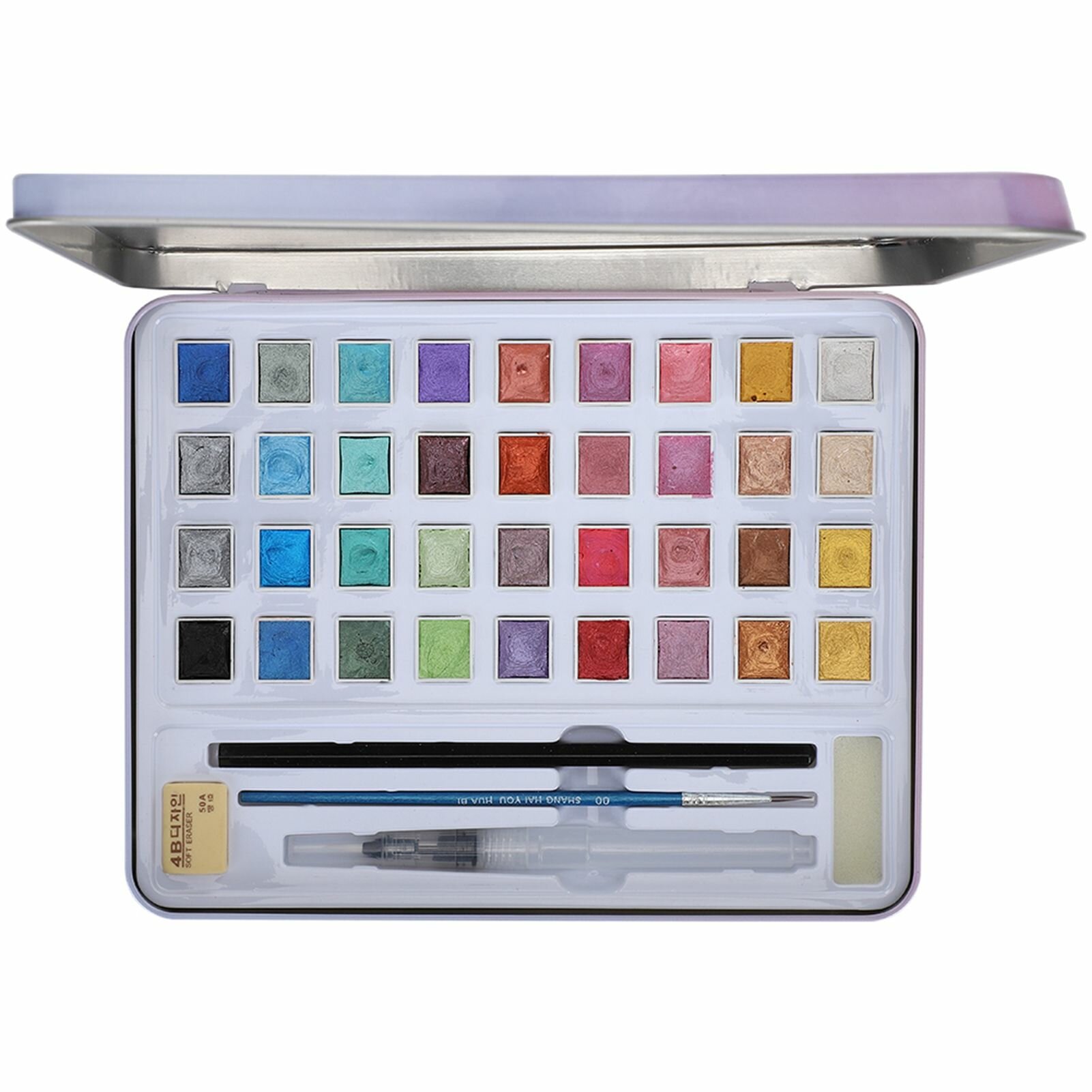 Набор акварельных красок, 36 жемчужных цветов, костюм, жестяная коробка из цельного блока, инструменты для рисования, товары для рукоделия