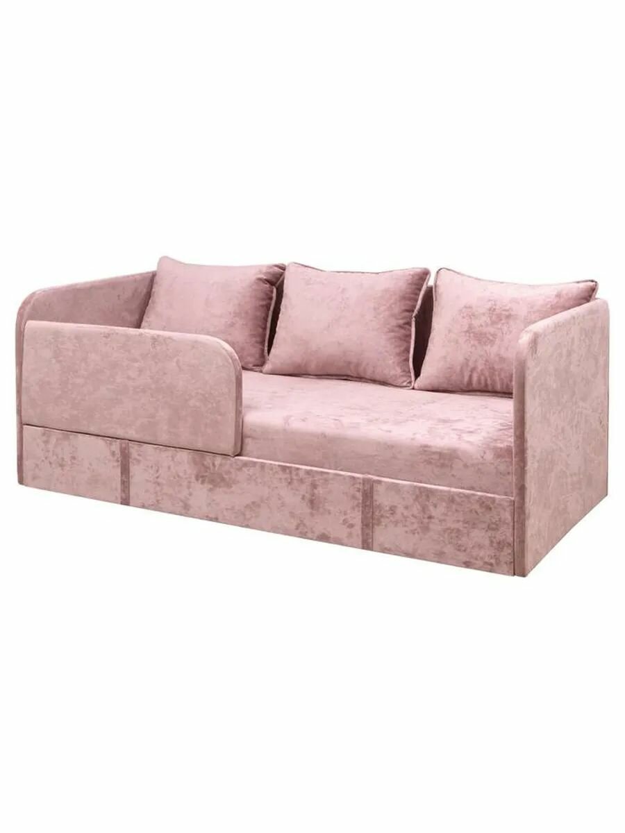 Диван кровать прямой Эллади нераскладной, с ящиком для белья, с подлокотниками, 75х165 см спальное место, Орхидея, велюр Левая