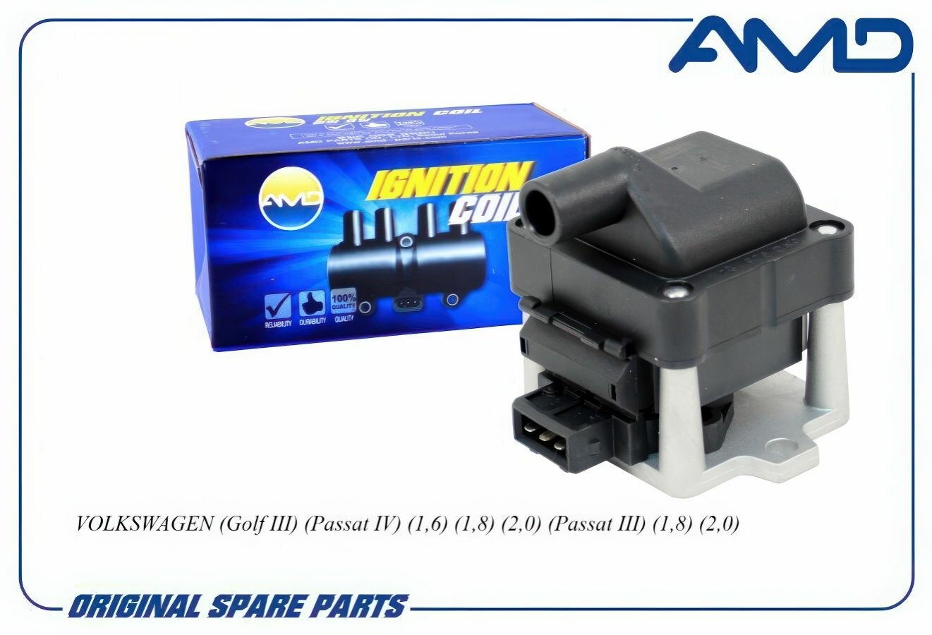 Катушка зажигания для Фольксваген Гольф 3, Пассат 3, 4 AMD. EL844 AMD