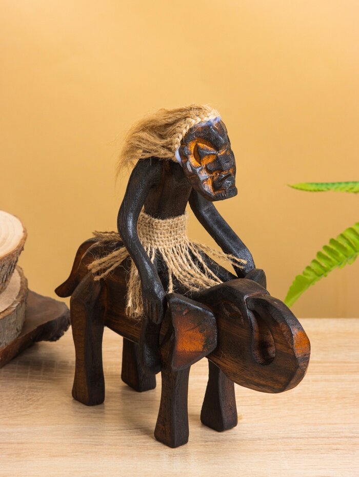 Сувенир «Абориген на слоне», 22 см, дерево