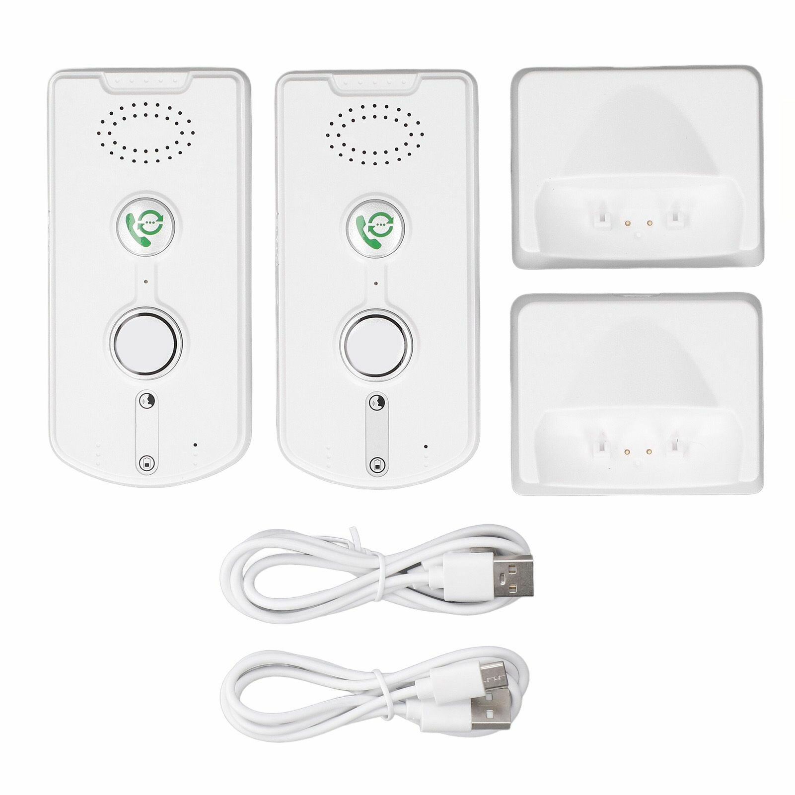 Белый 1000-метровый радиус действия двусторонней голосовой связи, беспроводная система громкой связи для ухода за пожилыми людьми