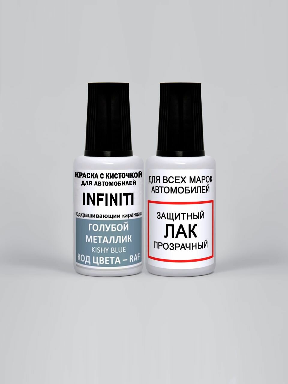 Краска для сколов во флаконе с кисточкой RAF (RAFG) Infiniti Голубой металлик, Kishy Blue, краска+лак 2 предмета