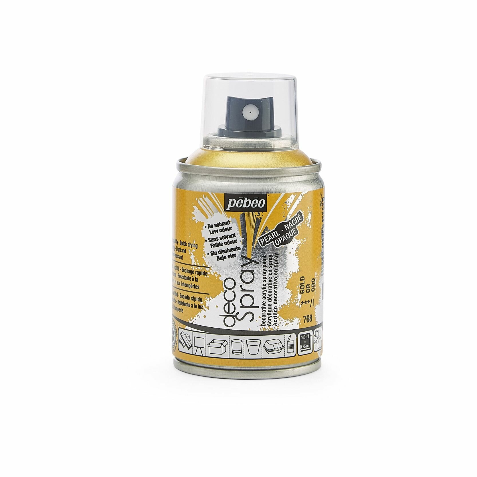 PEBEO decoSpray краска на водной основе в аэрозольном баллоне 100 мл, Под золото 093768