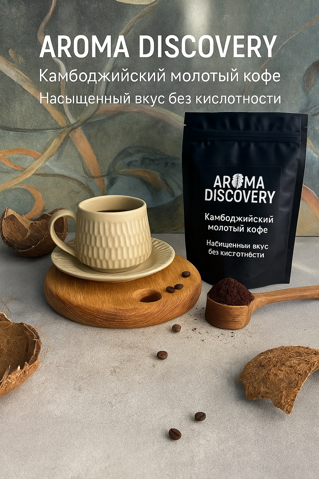 Кофе молотый AROMA DISCOVERY 125 г, натуральный, для турки, гейзерной кофеварки и чашки, без кислотности