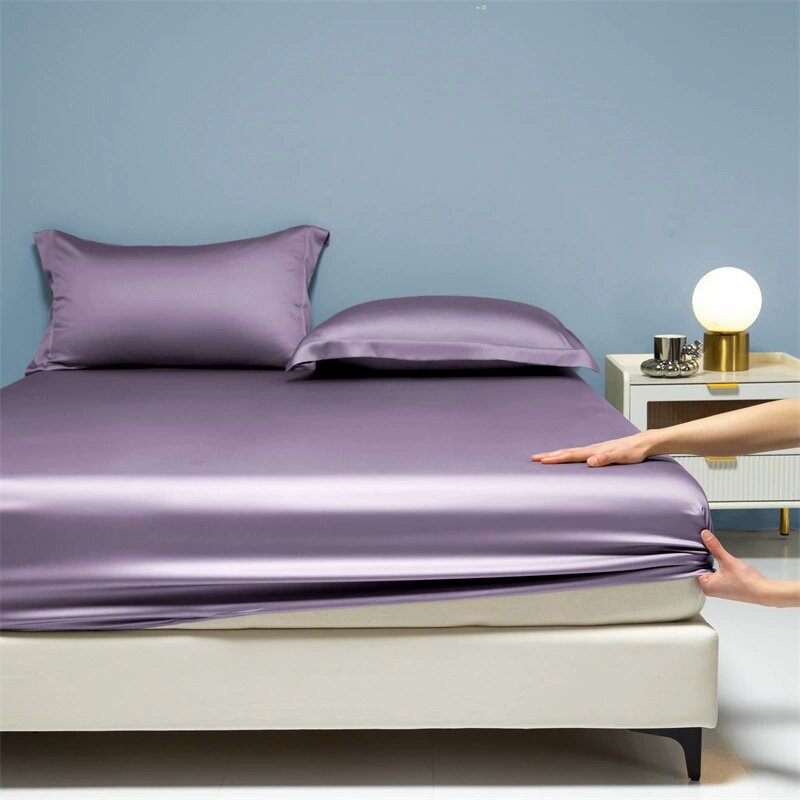 Простыня "Элегантная Русская классика", атласная, махровая, фиолетовая, 180 см x 200 см