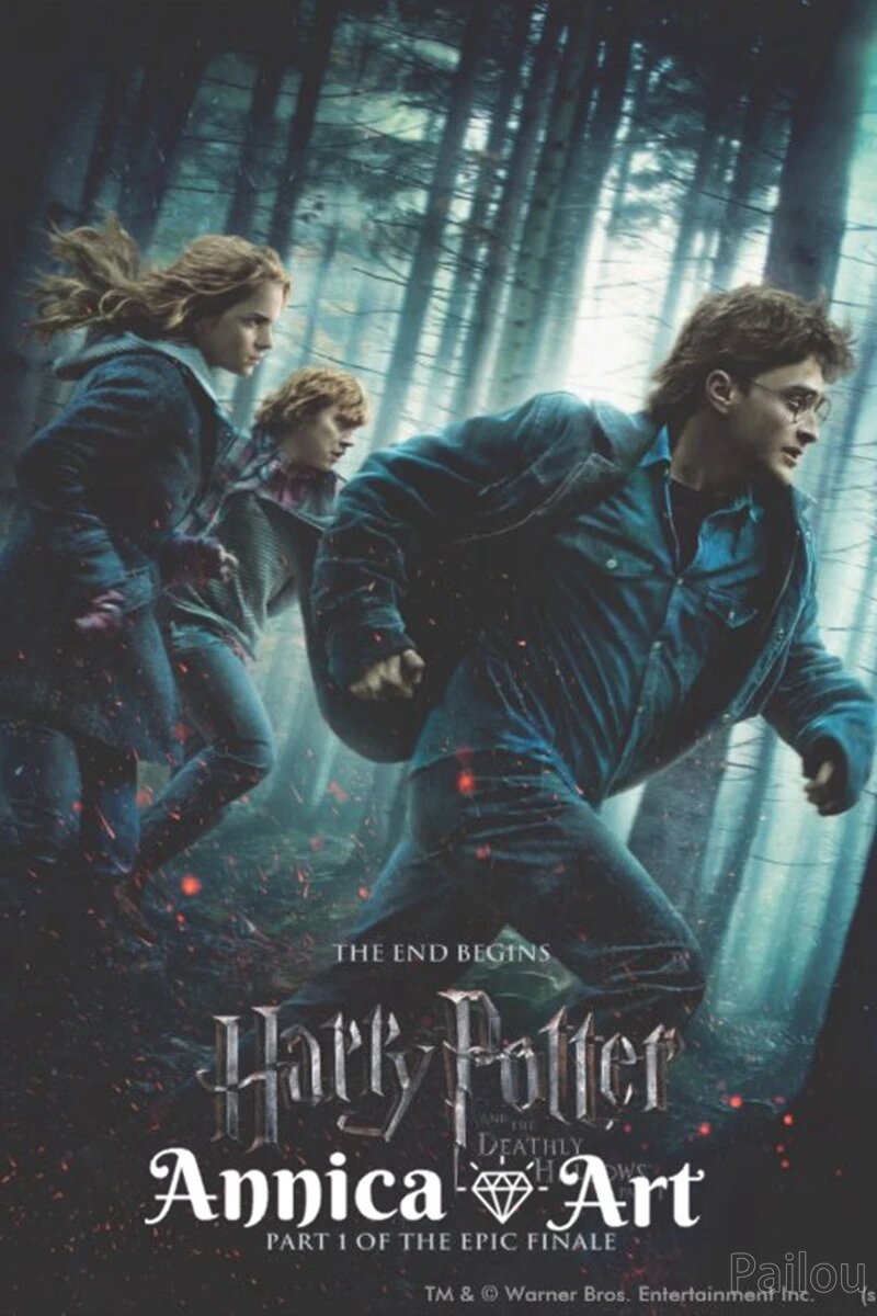 Алмазная мозаика на подрамнике "Гарри Поттер" круглые бриллианты 40х50см