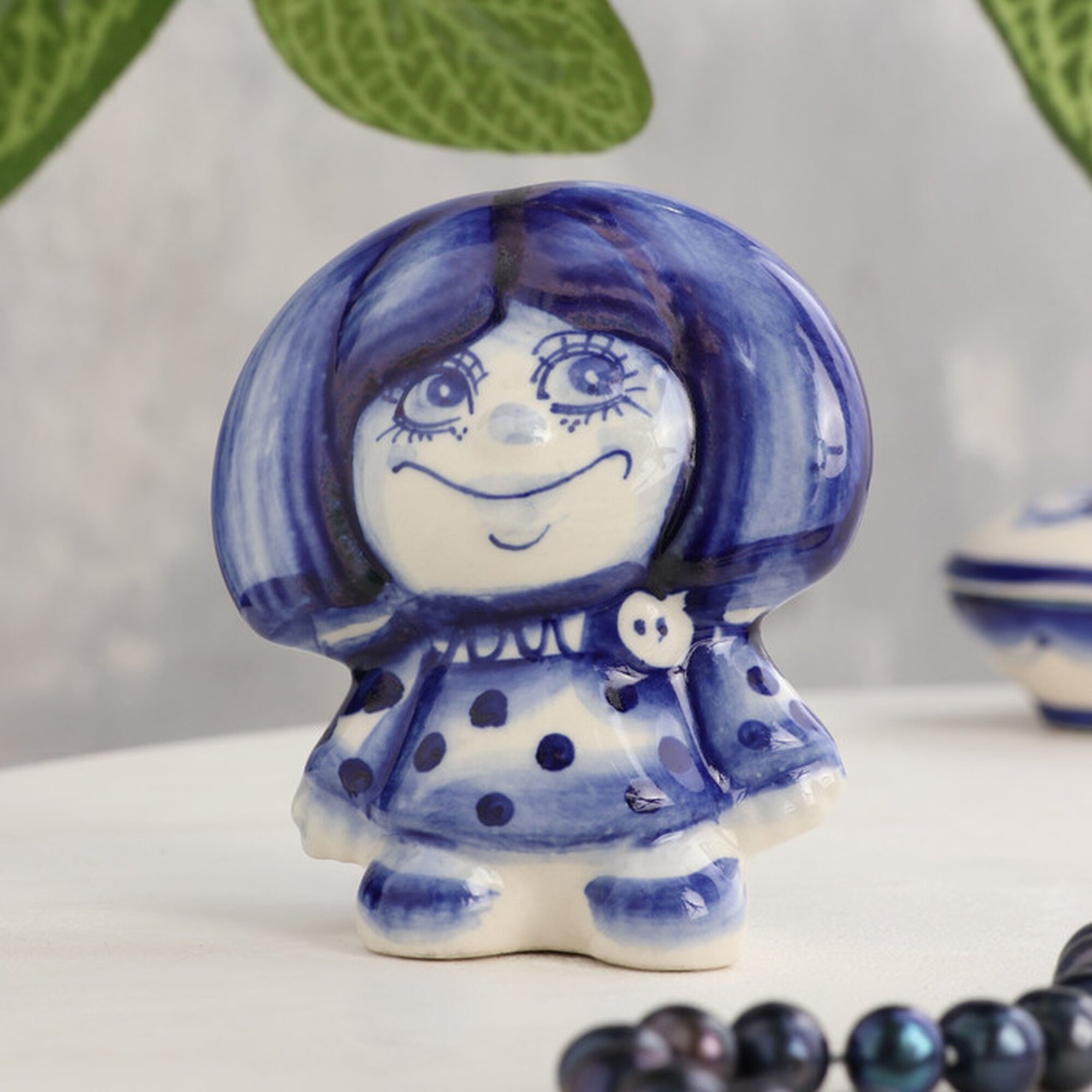 Статуэтка Сима-ленд "Домовёнок", гжель, ручная роспись, глазурь, керамика