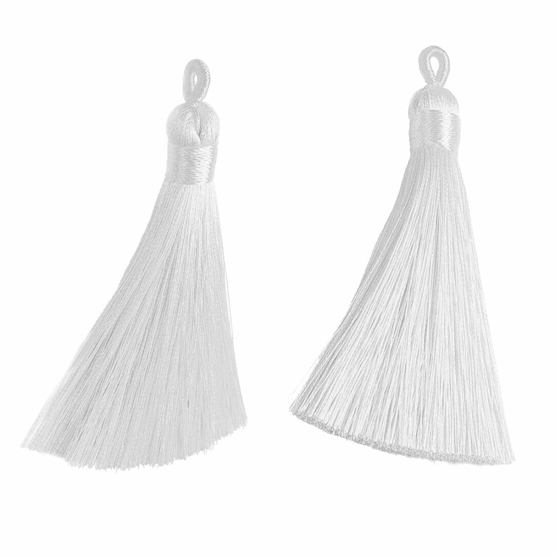Кисточка декоративная, 75-85х9мм, полиэстер, белая, 2 шт.