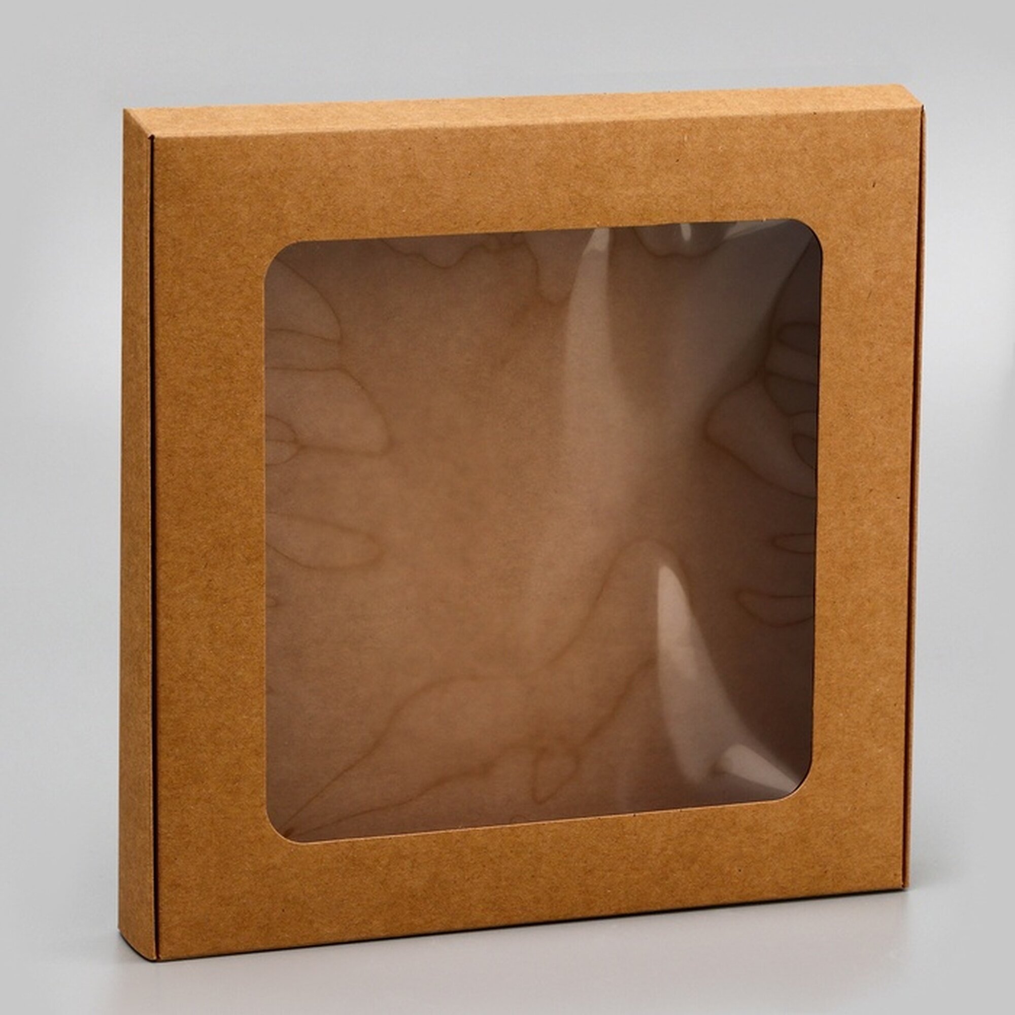 Подарочная коробка Upak Land, для кондитерских изделий, картон, пластик, 19x19x3 см