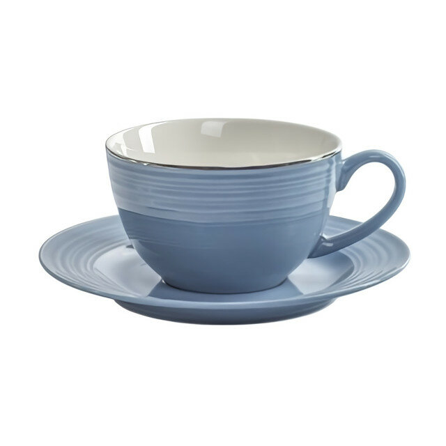 FIORETTA Fiesta чашка с блюдцем 220мл фарфор голубой - элегантный чайный аксессуар