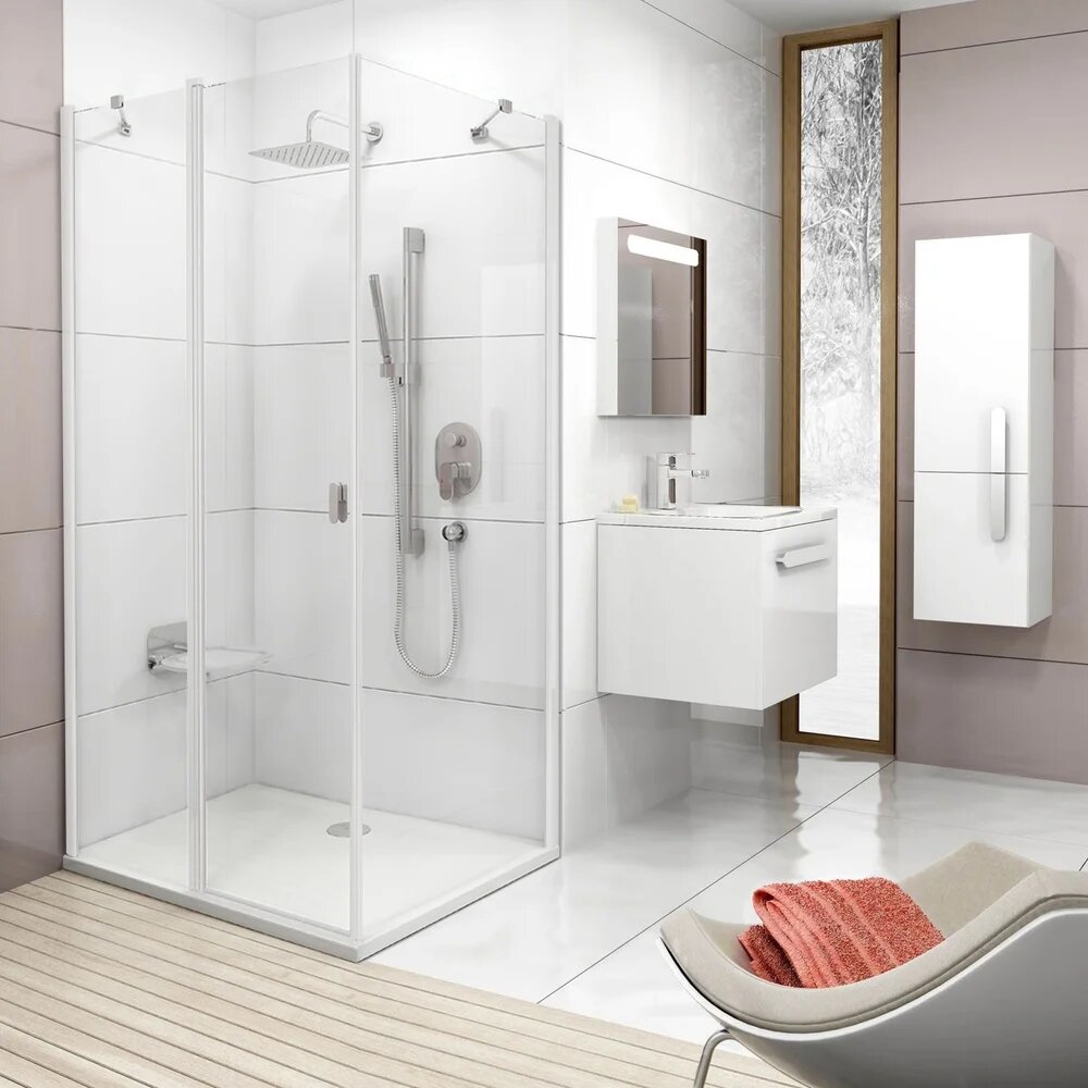 Душевой уголок Ravak Chrome CRV2-90+CPS-100 Transparent, профиль белый