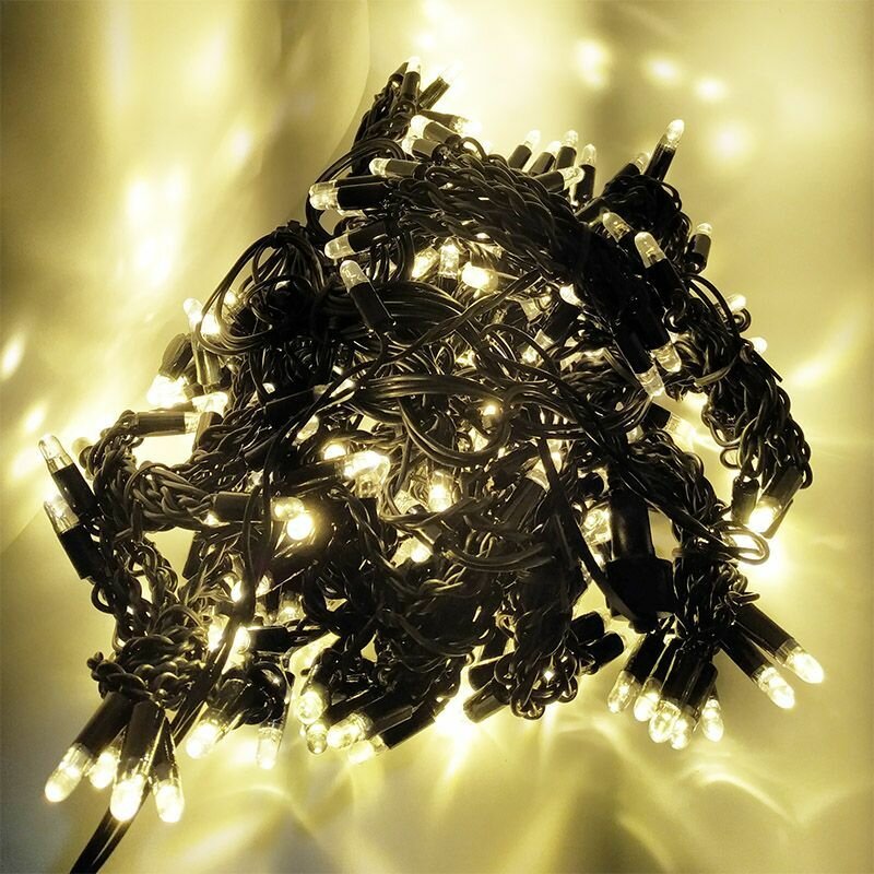 Гирлянда бахрома 10.5W Белый теплый Арена Света, черный провод каучук, с мерцанием 230V IP66