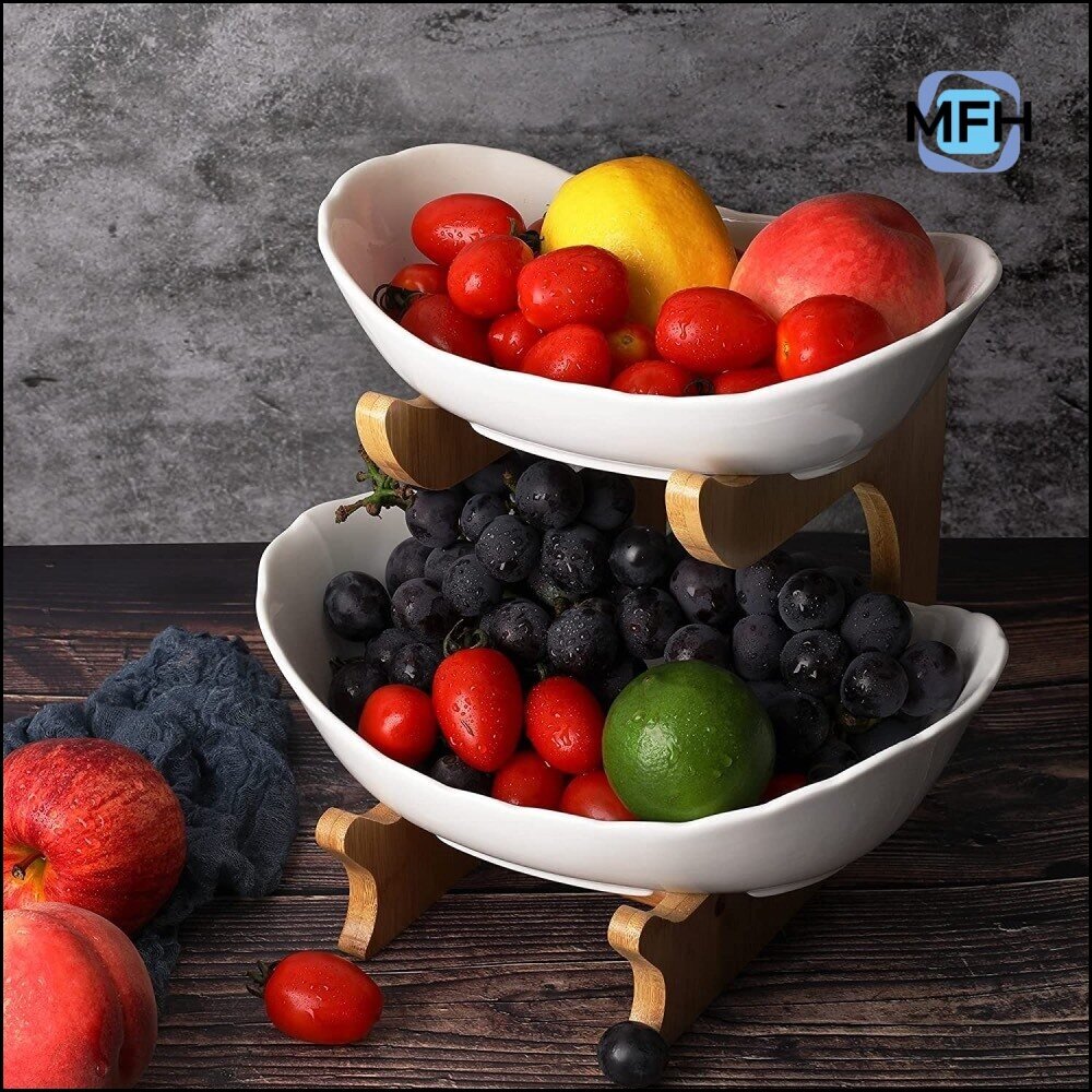 Фруктовница менажница двухъярусная, 2х ярусная ваза для фруктов, подставка для пирожных конфет двухъярусная