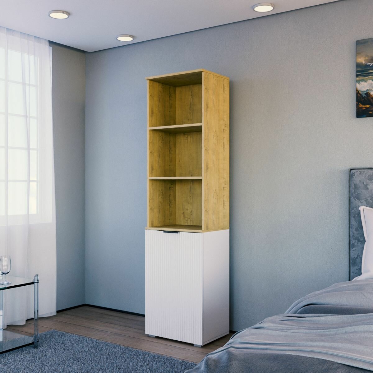 Стеллаж деревянный напольный с полками Салерно 13 50 х 36 х 190 см