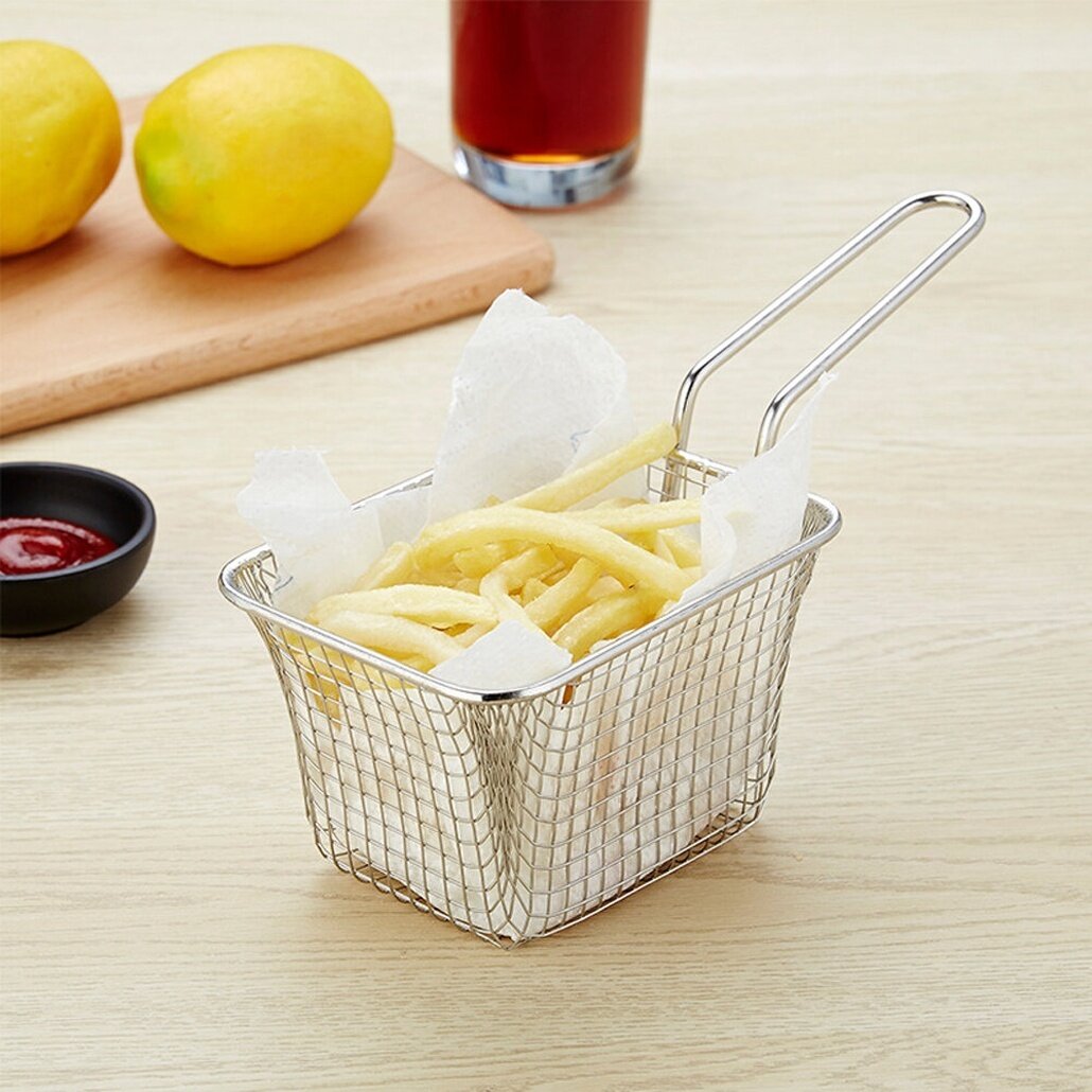 Корзина для фритюра 7.5х10.5х8.7 см, серебристая, удобная и практичная