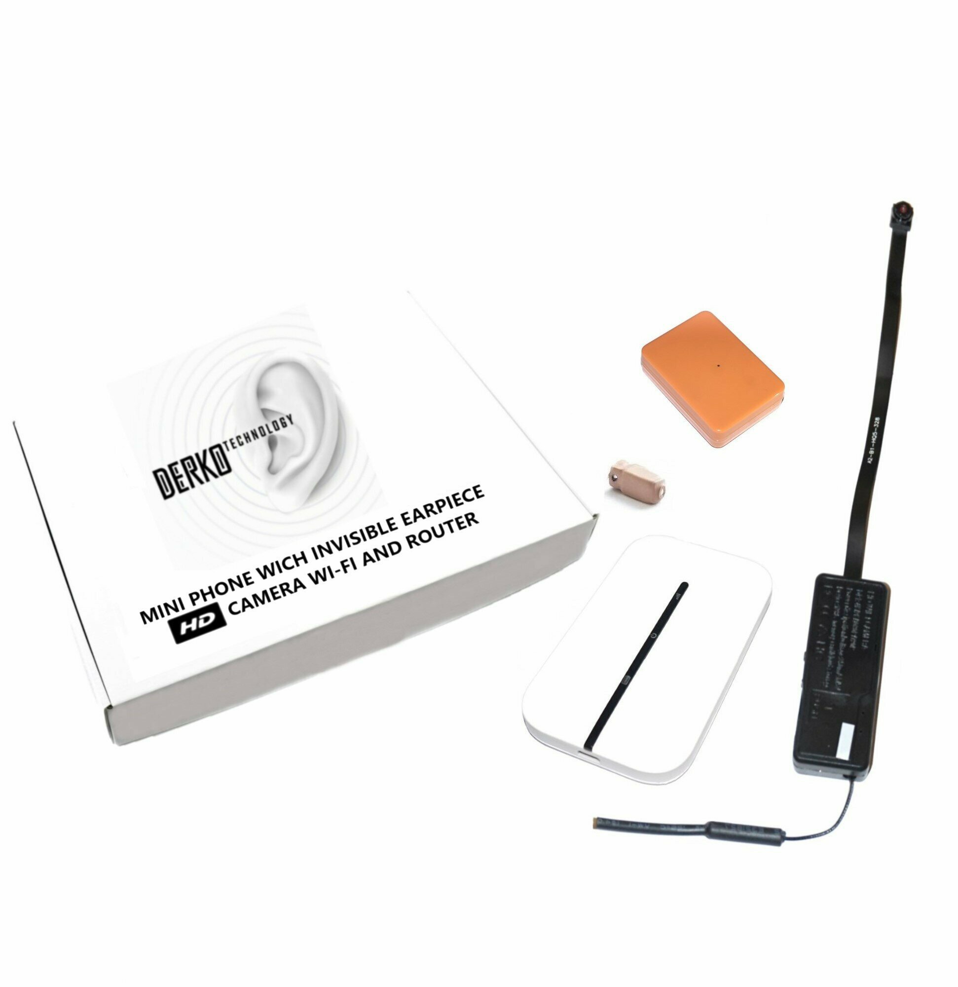 Микрокамера и Wi-Fi роутер с гарнитурой Мини-телефон «Бокс» и микронаушником «Gold» 10 мм