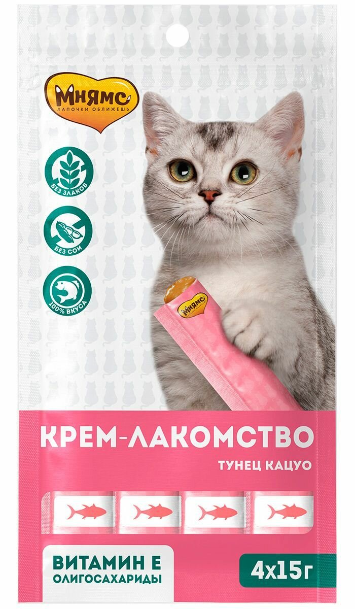 Лакомство Мнямс для кошек крем с тунцом Кацуо, 60 гр