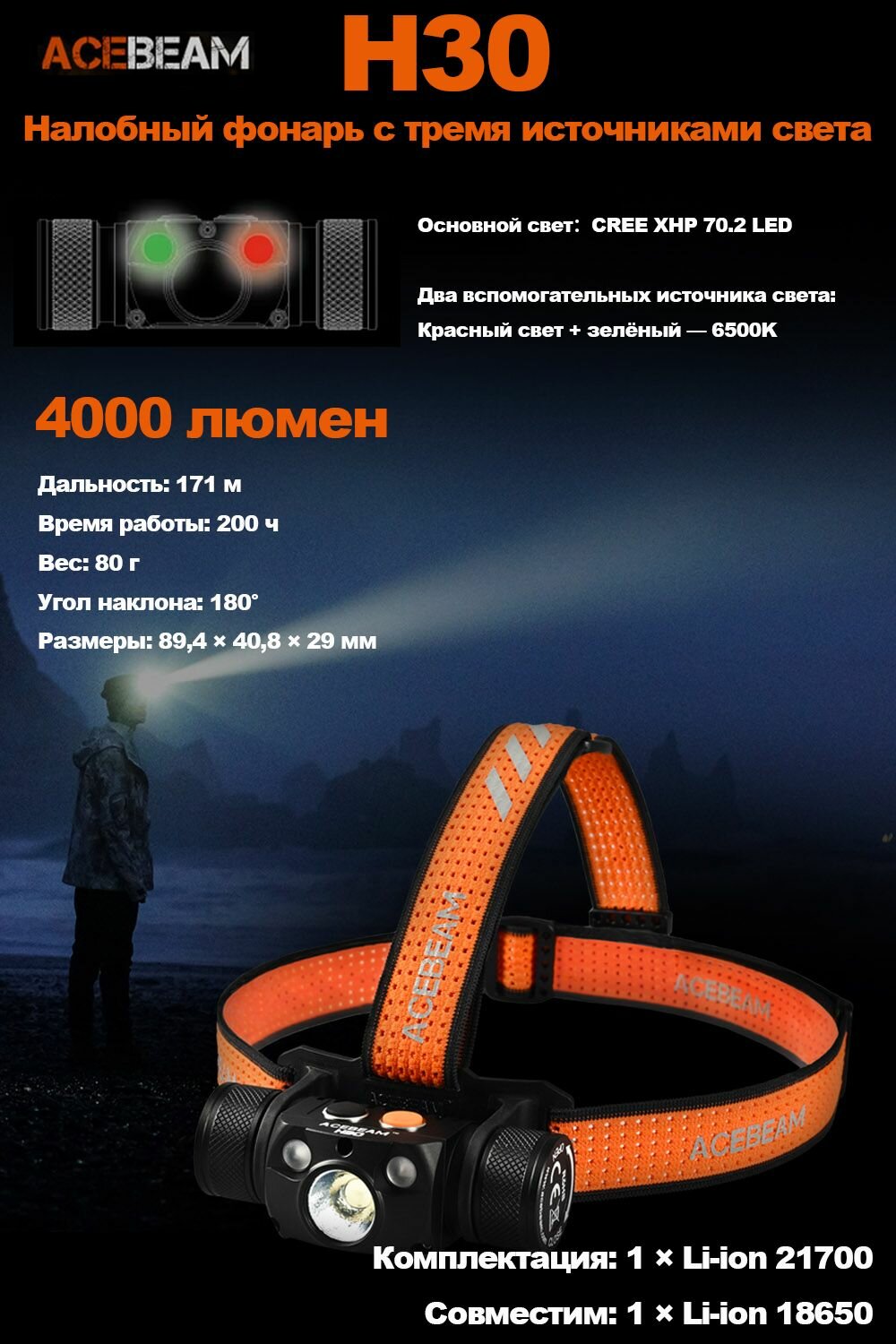 Acebeam Фонарь-прожектор