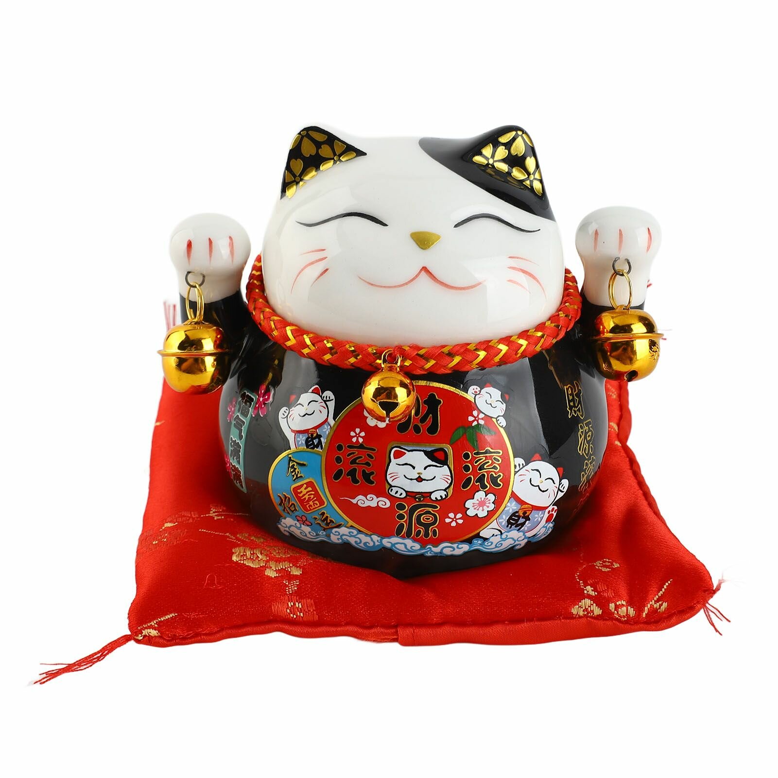 Копилка для монет Lucky Cat 4,5 дюйма, керамическая, черная, с изображением кота удачи, милое украшение для стола, приносящее удачу и процветание