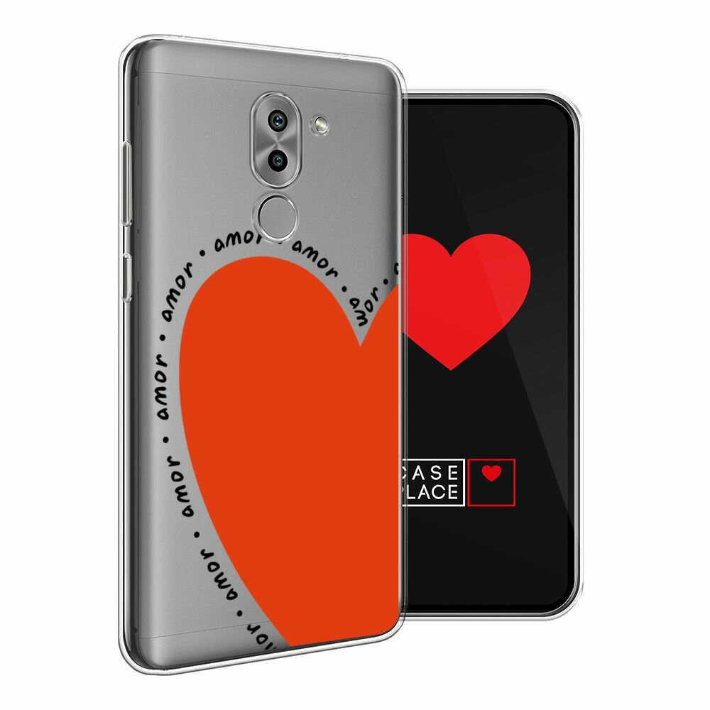 Чехол на Honor 6X / Хонор 6Х с принтом "amor heart 2 - 14 февраля", прозрачный — фото 1