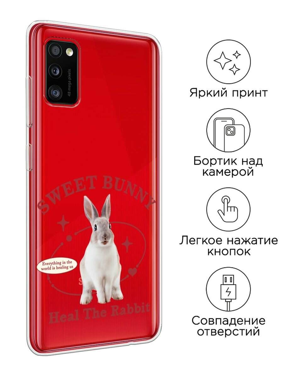 Чехол на Samsung Galaxy A41 / Самсунг Галакси А41 с принтом "Heal the rabbit", прозрачный — фото 1