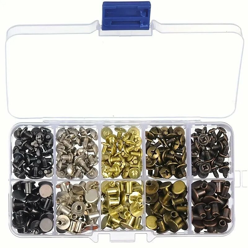 150 винтов для ремня, 6 цветов, замена клепок, стальные, универсальные, для ремонта обуви и аксессуаров
