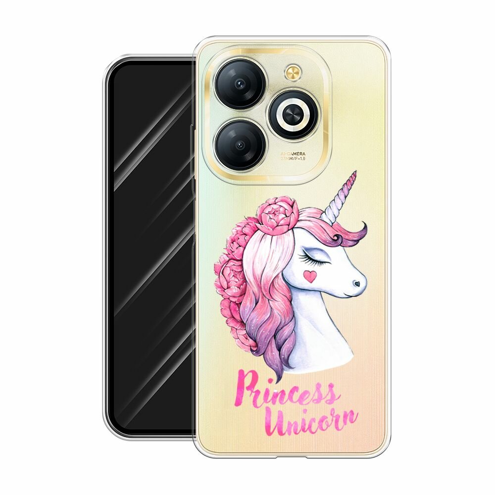 Чехол на Infinix Smart 8 Plus / Инфиникс Смарт 8 Плюс с принтом Princess Unicorn, прозрачный — фото 1