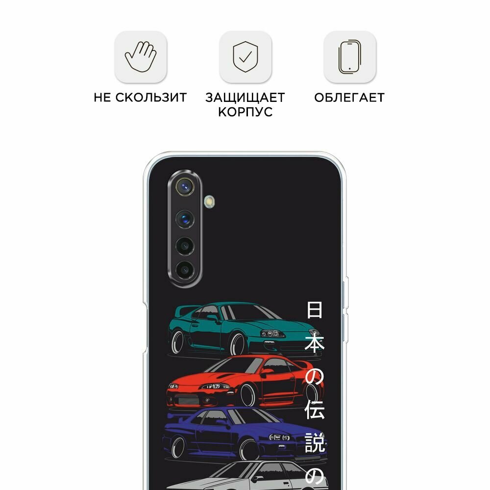 Силиконовый чехол на Realme 6 / Реалми 6 с принтом "JDM Legend cars" — фото 1
